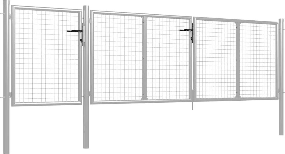 Zahradní brána ocelová 400 x 100 cm stříbrná 144347