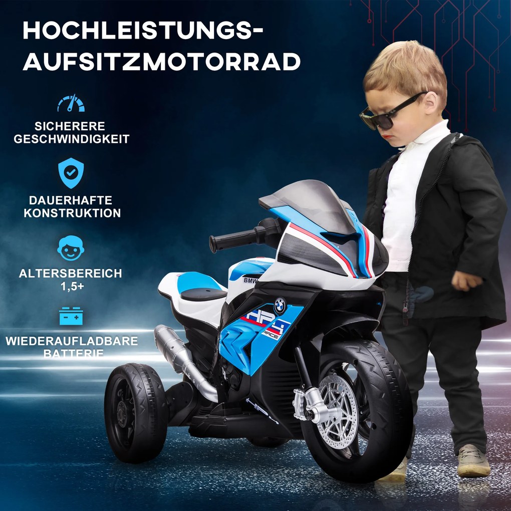 HOMCOM dětská elektrická motorka 18 měsíců, dětská motorka, elektrické vozidlo, elektrická tříkolka pro děti, bezpečné a robustní