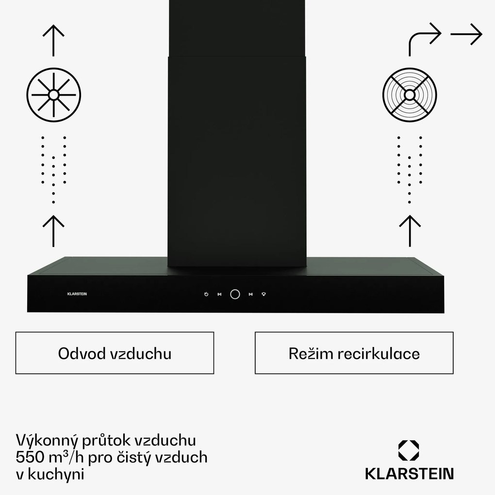 Klarstein Digestoř SmartEdge, WiFi, Tichý, Výkonný, LED, 550 m³/h, EEK A+