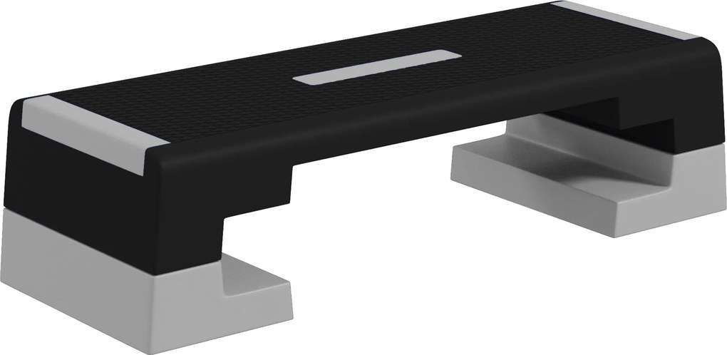 SPORTNOW Nastavitelný výškový steper s odnímatelnými schůdky a protiskluzovou základnou, aerobní schod v ABS, 97x36x15/20/25 cm, Šedá