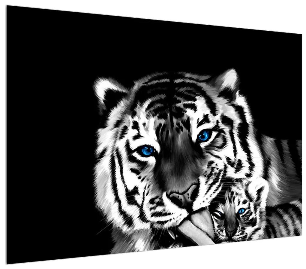 Obraz tygra s mládětem (100x70 cm)