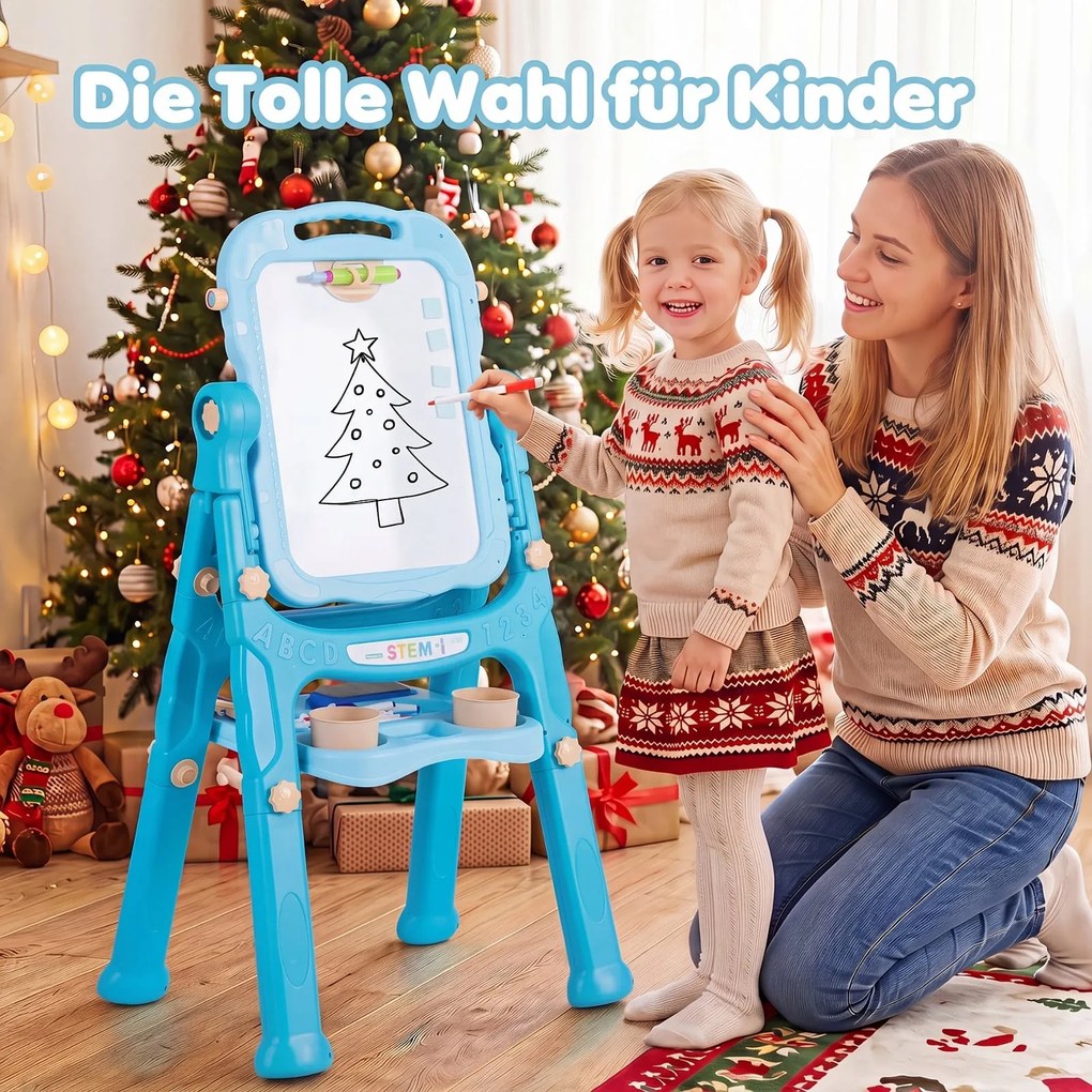 Costway 4-in-1 Dětská tabule, výškově nastavitelná, oboustranný dětský stojan
