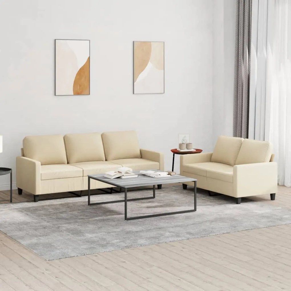 2dílná sedací souprava s poduškami krémová textil 3201462
