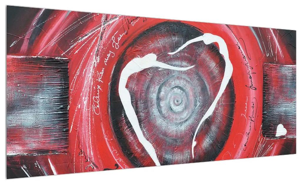 Abstraktní obraz - červená malba (100x40 cm)