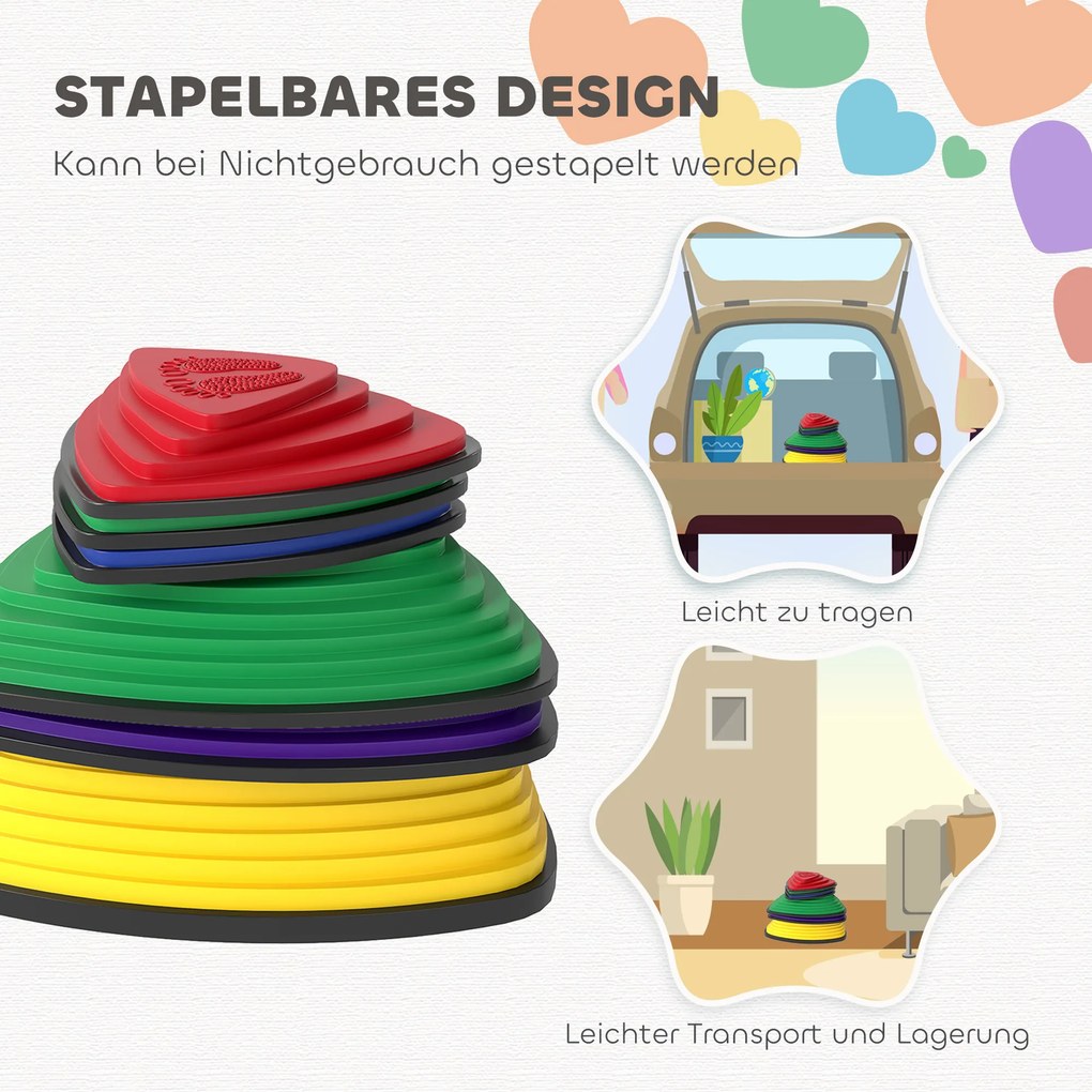 AIYAPLAY sada 6 nášlapných kamenů, protiskluzový design, do interiéru i exteriéru, stohovatelné, barevné
