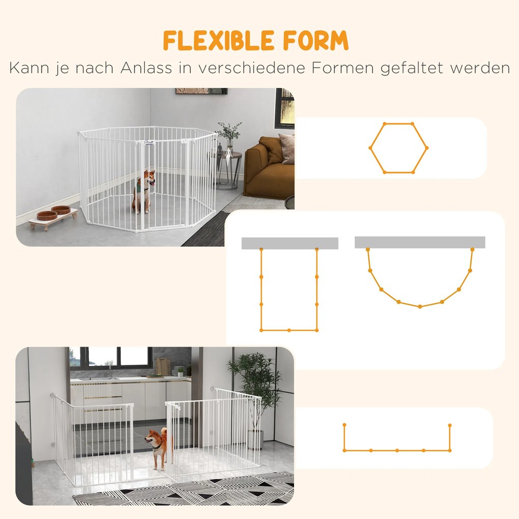 PawHut ohrádka pro štěňata, výška 90 cm, zábrana, 8 panelů, skládací, volný výběh pro psy