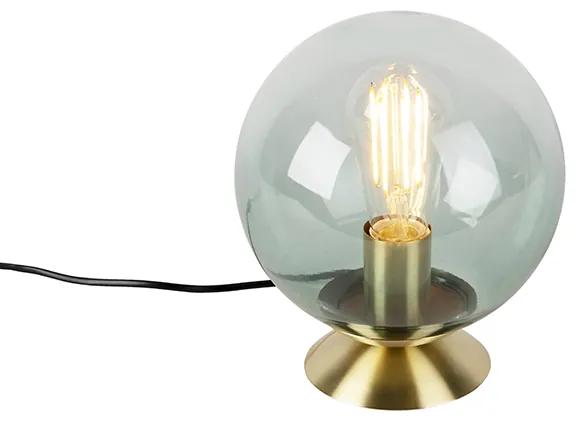 Art deco stolní lampa mosaz se zeleným sklem - Pallon
