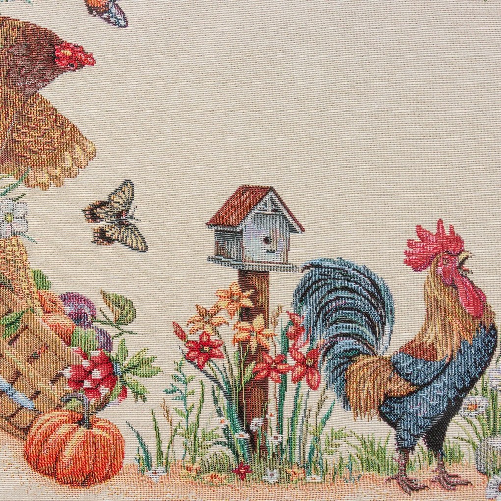 GOBELÍNOVÝ UBRUS FOWL 100X100 CM VZOROVANÁ