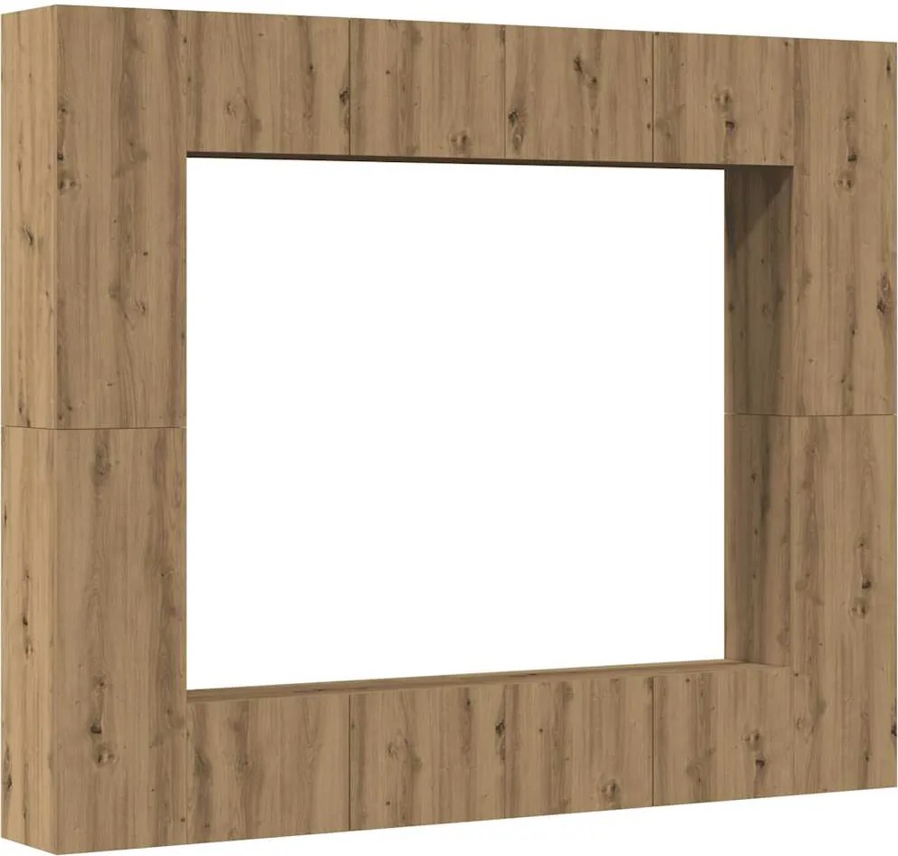 Sada 8 kusů nástěnné TV skříňka dub artisan kompozitní dřevo 3328954