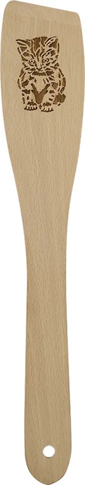AMADEA Dřevěná obracečka s obrázkem kočky, masivní dřevo, délka 30 cm