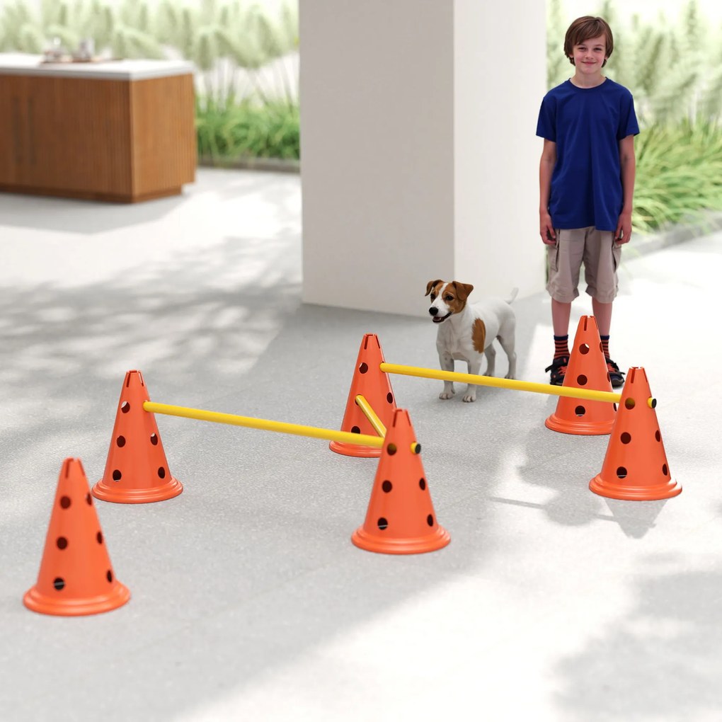 Agility set pro psy 3-dílné vybavení pro výcvik psů Zásuvná sada překážek se 6 kužely 3 překážky Přepravní taška