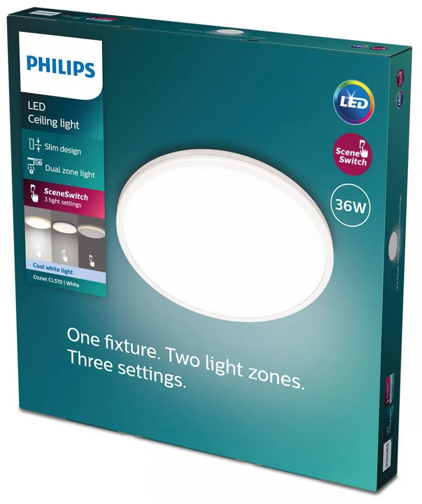 Philips 8719514432109 led stropní svítidlo ozziet 1x36w | 4100lm | 4000k - stmívatelné - sceneswitch, bílá