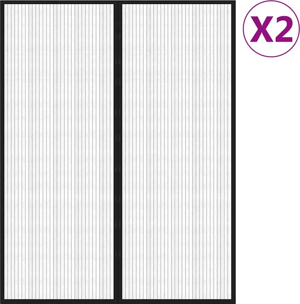 Závěsy do dveří proti hmyzu 2 ks s magnety černé 230 x 160 cm 314690