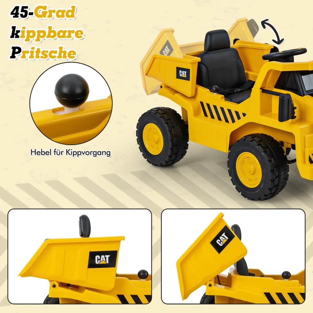 Costway Dětské elektrické auto Caterpillar 12 V skládací sklápěč s pískovou