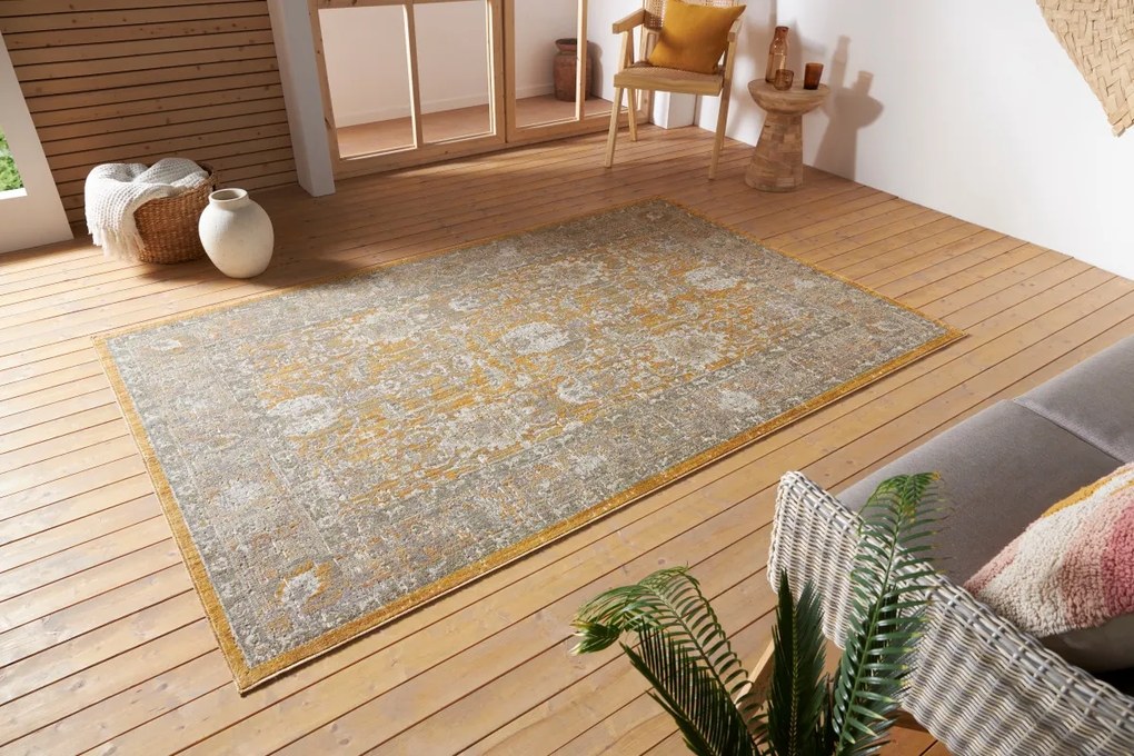 Kusový koberec Cairo 105590 Luxor Gold – na von aj na doma, 120x170, žltá, chodba / predsieň, Hanse Home