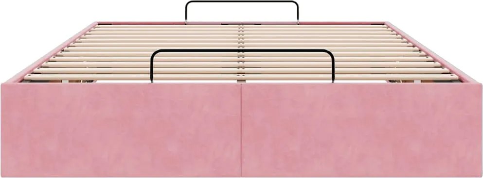 Osmanský rám postele bez matrace růžová 120x200 cm samet 3310960
