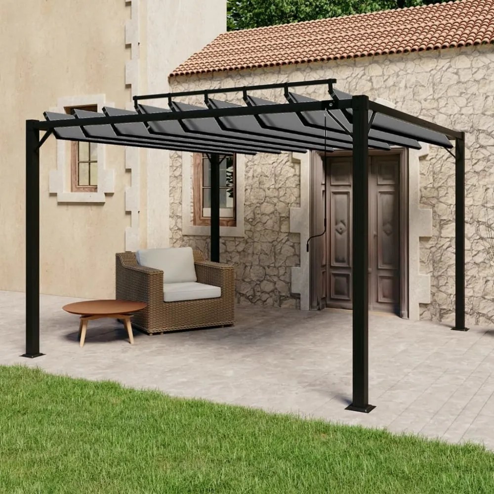 Pergola s lamelovou střechou 3 x 3 m hliník / látka Dekorhome Krémová