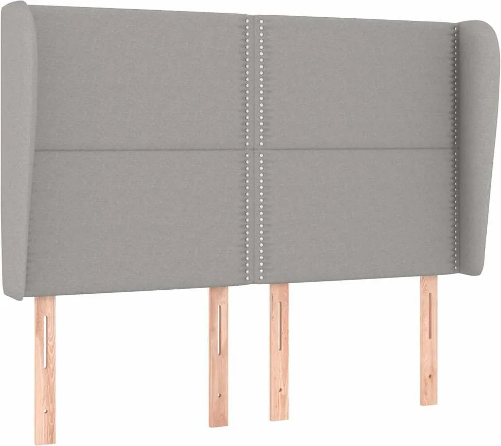 Čelo postele typu ušák světle šedé 147x23x118/128 cm textil 3117814