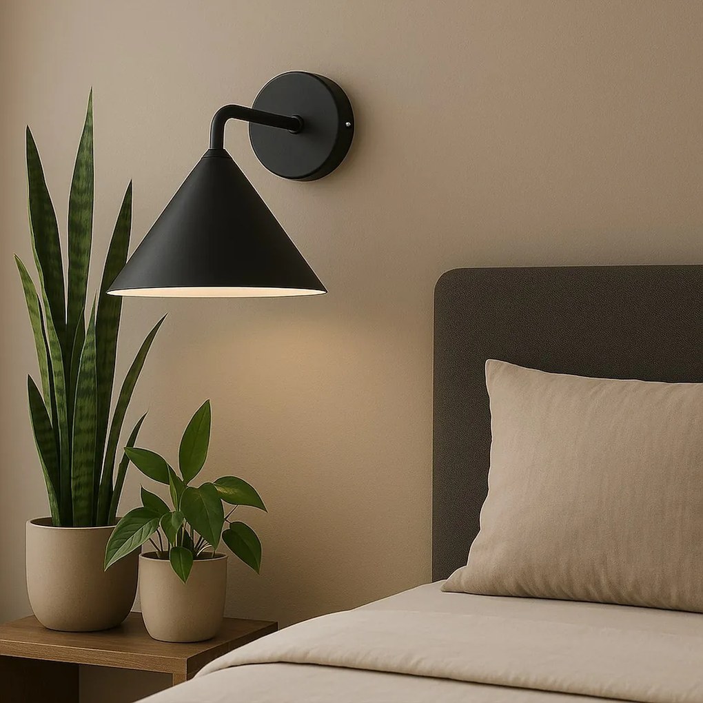 Nástěnné svítidlo Capital, 1x černé kovové stínítko, (fi 21cm), b