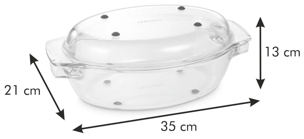 TESCOMA Oválný pekáč s poklopem GrandCHEF 35 x 21 cm, skleněný