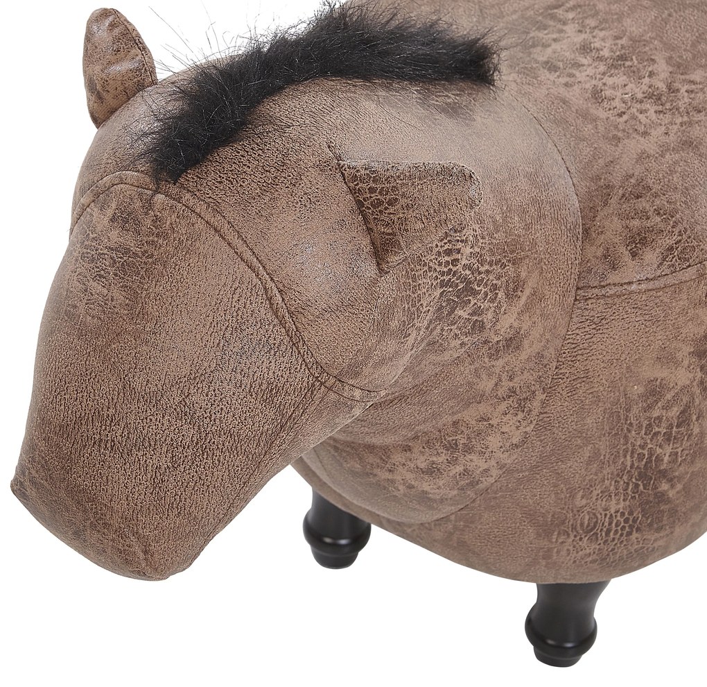 Zvířecí stolička hnědá z umělé kůže HORSE Beliani