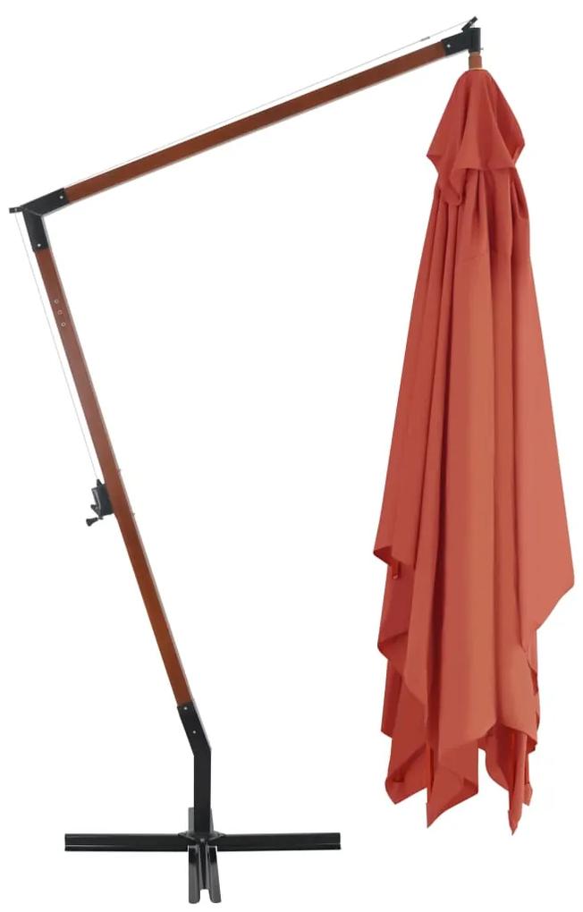 Konzolový slunečník s dřevěnou tyčí 400 x 300 cm terakota - Default Title
