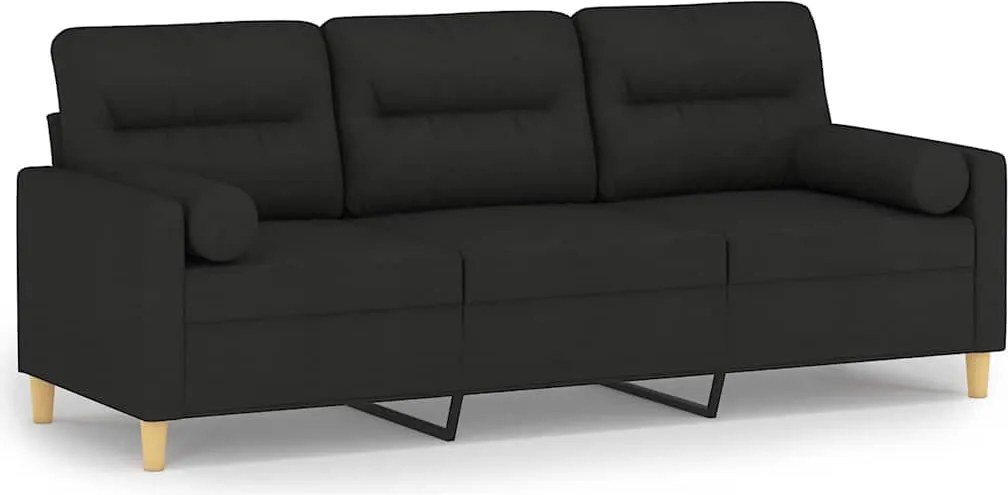 3místná pohovka s polštáři černá 180 cm textil 3200833