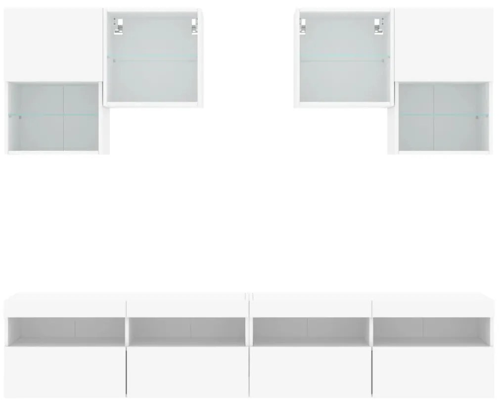 6dílná obývací stěna s LED osvětlením bílá - Default Title