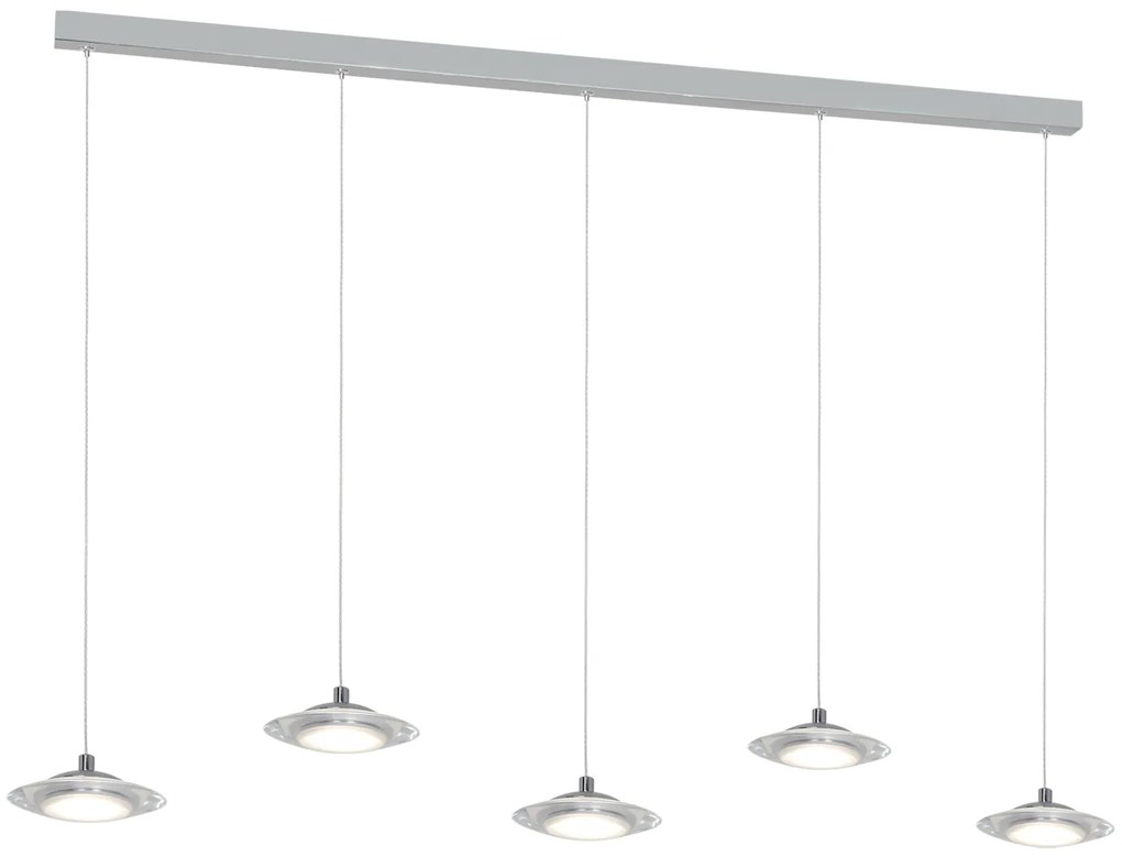 Závěsné svítidlo Ellipse, 5x chromové kovové stínítko, ch
