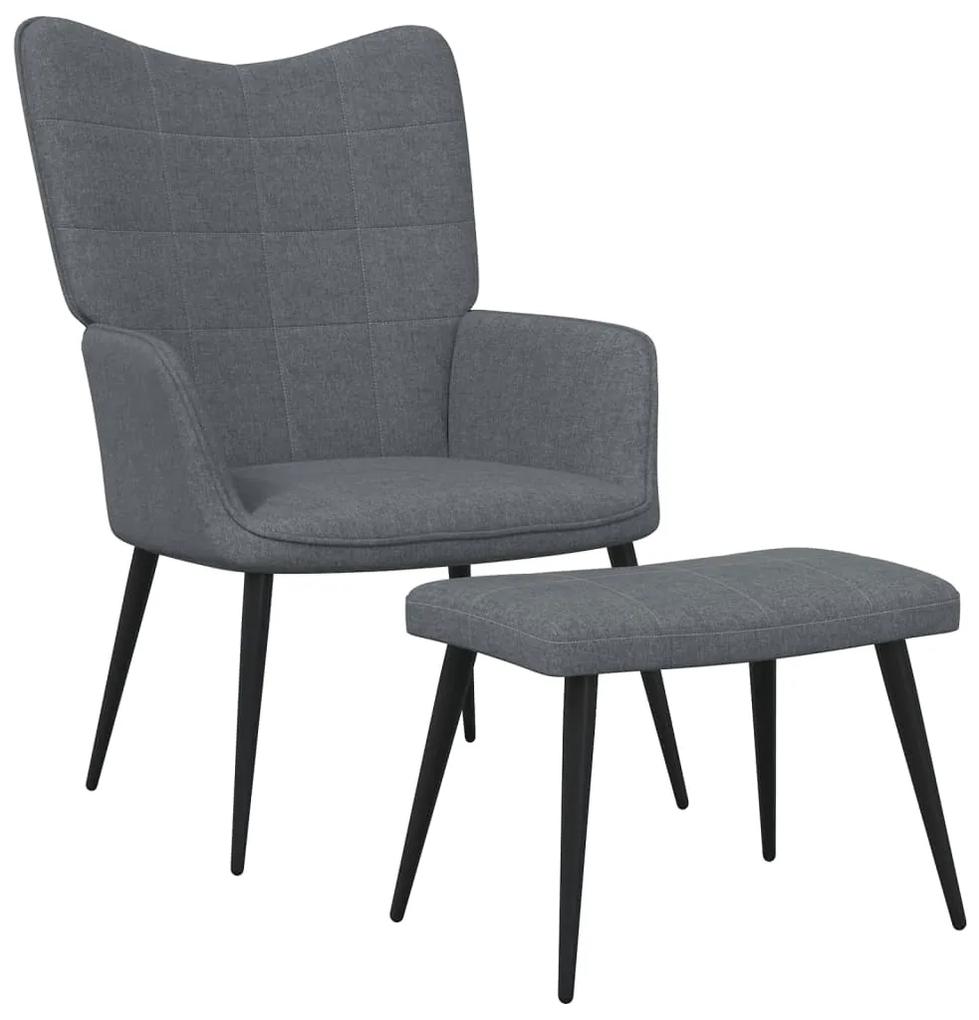 Relaxační křeslo Sølsnes se stoličkou - textil | tmavě šedé