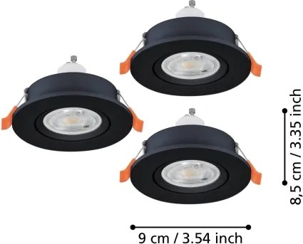 Eglo 902257 - SADA 3x LED Podh. bodové svítidlo BARRANCO 1xGU10/4,5W/230V černá