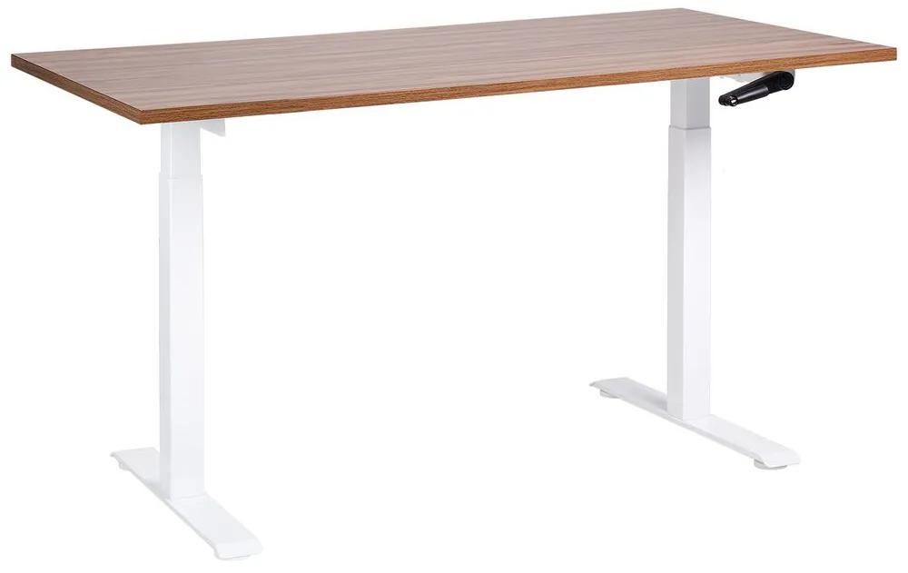 Manuálně nastavitelný psací stůl 160 x 72 cm tmavé dřevo/bílý DESTINES Beliani