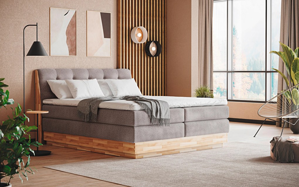 XXXLutz POSTEL BOXSPRING, 180/200 cm, béžová - Postele s úložným prostorem - 0008400056BV