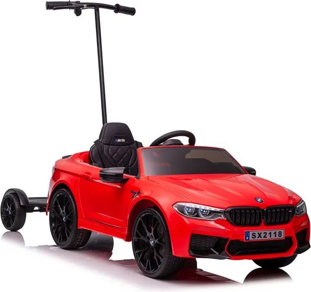 LEAN CARS Elektrické autíčko BMW M5 s rodičovskou platformou červené lakované