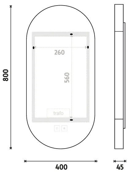 Nimco Bílé LED zrcadlo 400x800 se dvěma dotykovými senzory - ZPB 32002LVX-05