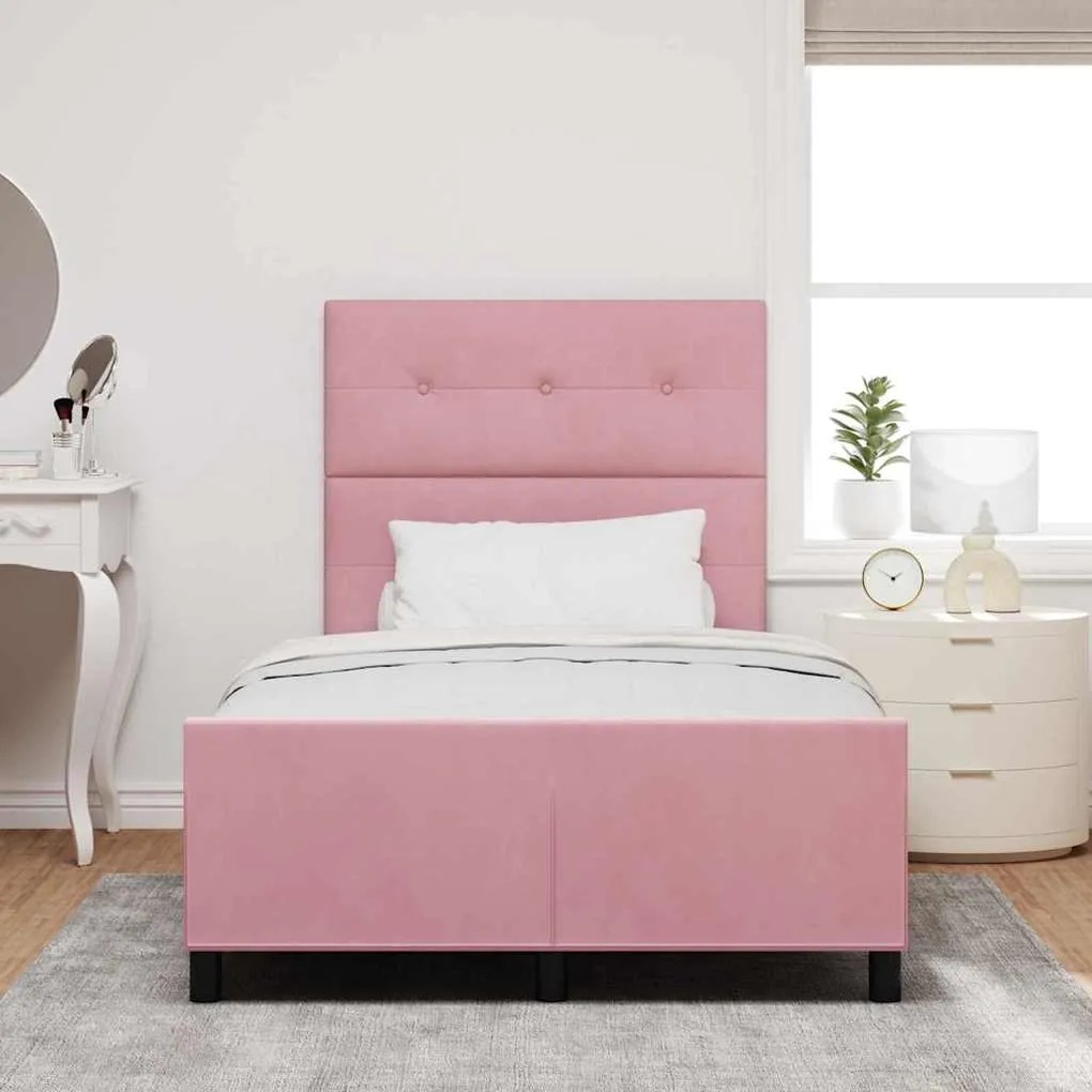 Postel s boxspringem s čelo Růžová 120 x 200 cm samet 3344938