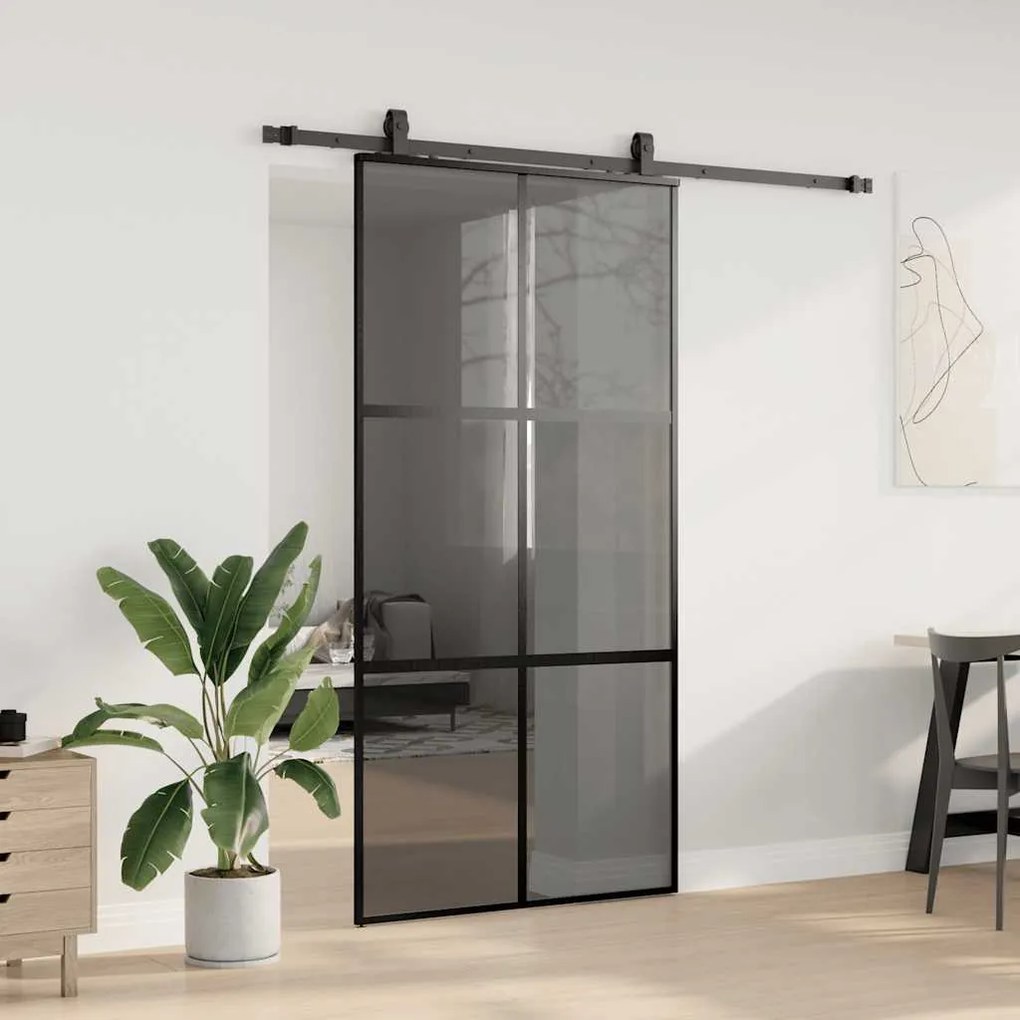 Posuvné dveře se sadou kování černé 102,5x205 cm Tvrzené sklo 3375888