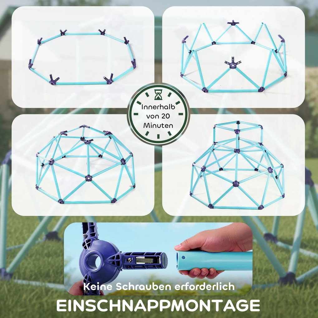 Lezecká kopule Ø182,5 cm Vodotěsná kopule pro děti do 90 kg, odolná proti UV záření, pro děti od 3 do 8 let Modrý plast