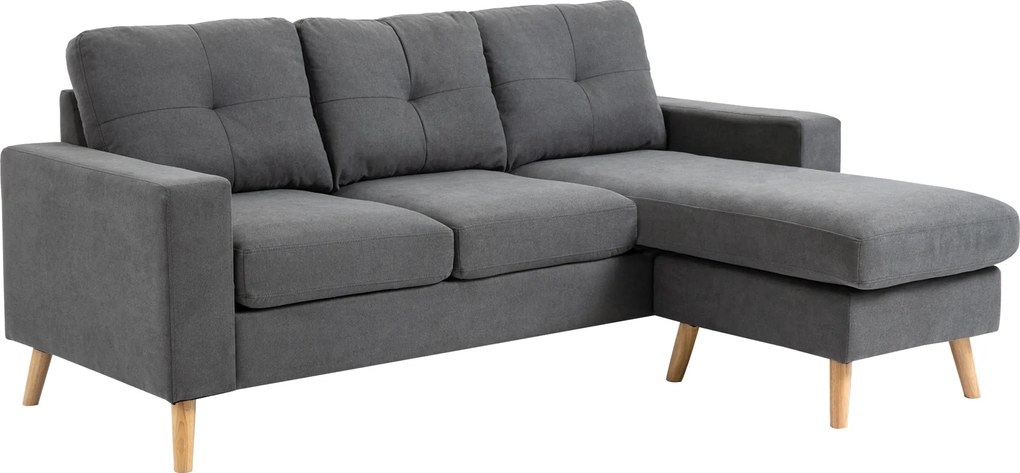 HOMCOM rohová sedací souprava tvaru L šedá rohová sedací souprava s lehátkem vzhled lnu pro 3 osoby 93x136x85cm ideální do obývacího pokoje | Aosom.de