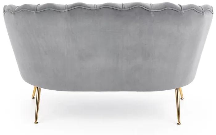 Designová pohovka AMORINITO — kov, šedá látka, nosnost 200 kg