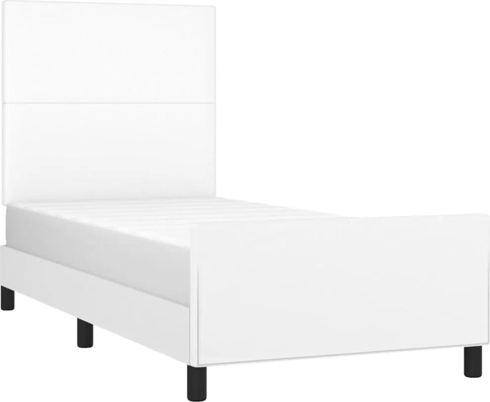 vidaXL Rám postele s čelem 90x200 cm umělá kůže [3125428] Barva: Bílá