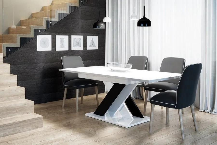 Casarredo - Komfort nábytek Rozkládací jídelní stůl BRAGA bílá, černá lesk