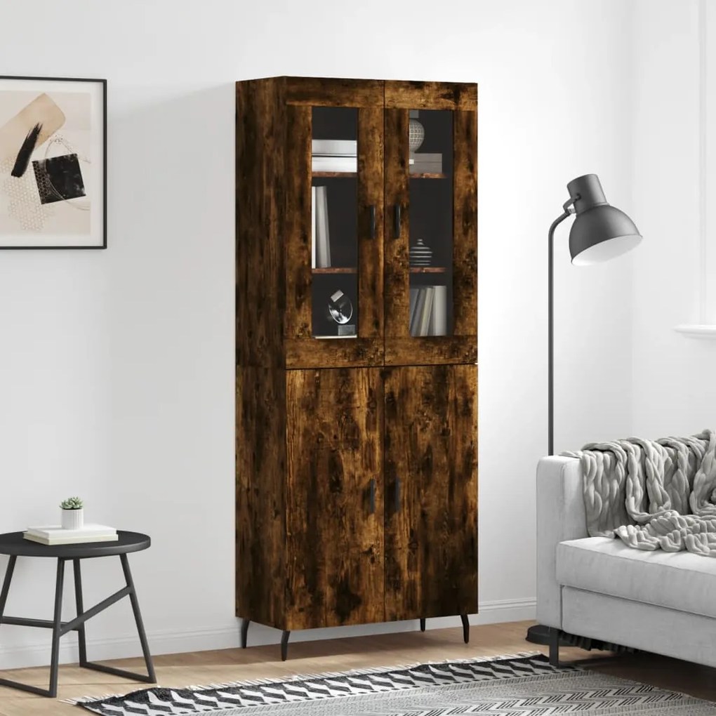 Skříň highboard kouřový dub 69,5 x 34 x 180 cm kompozitní dřevo