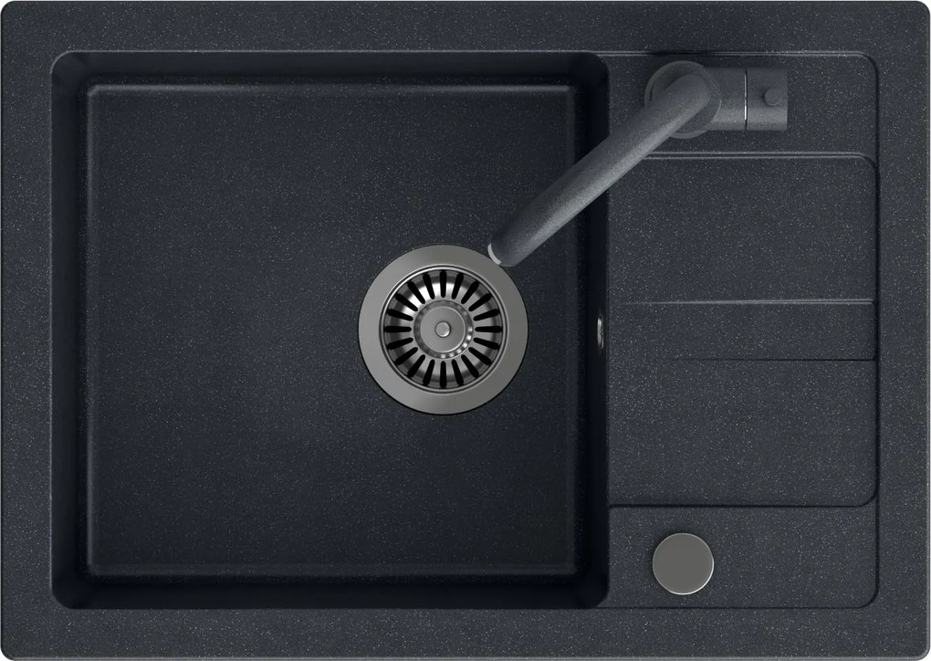 Černý kuchyňský granitový dřez QUADRON GO- SMART + BATERIE