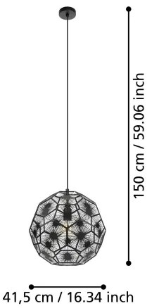 Eglo 39618 - Lustr na lanku SKOURA 1xE27/60W/230V 41 cm černá