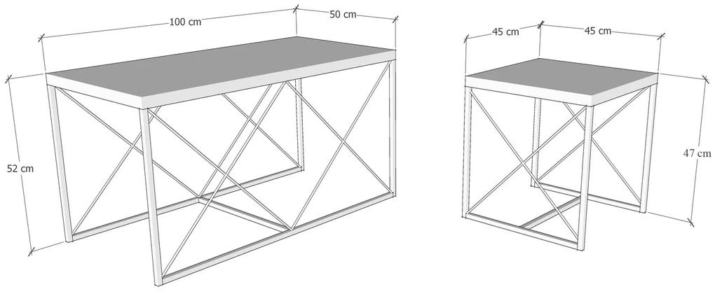 Konferenční stolek Set Dolphie (Bílý mramor + Černá). 1073109