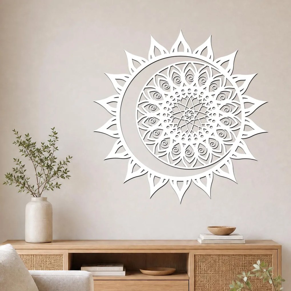 dřevo života Dřevěná Solární mandala na zeď Zvolte barvu dekoru: Dub Sonoma, Zvolte rozměr Ø (cm): 60