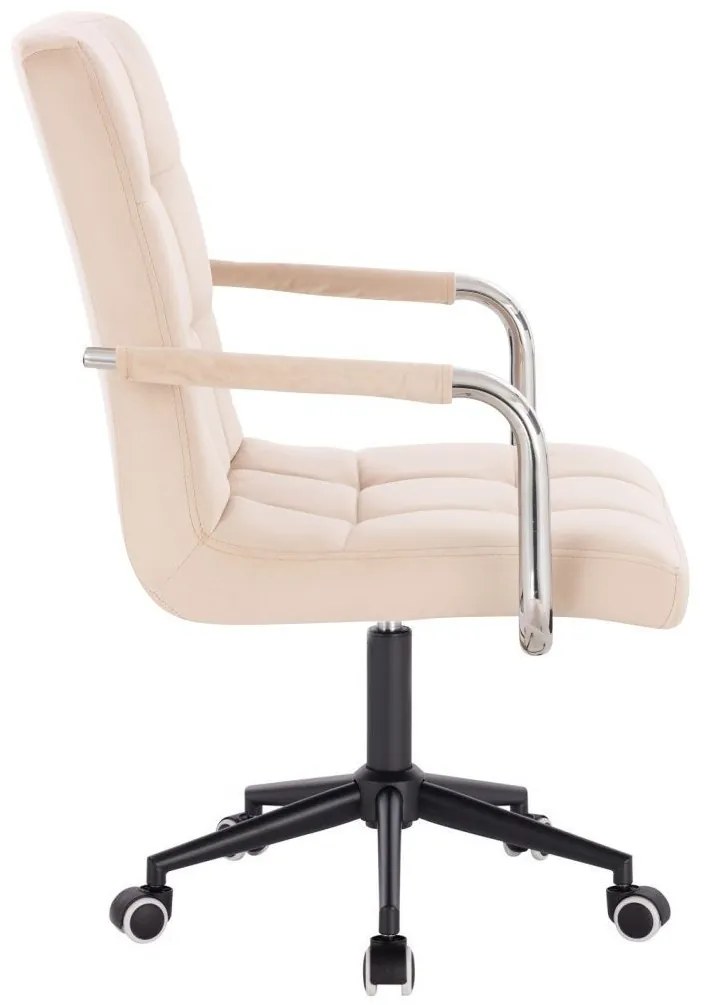 LuxuryForm DESIGN Otočná židle VERONA VELUR na černé podstavě s kolečky - krémová