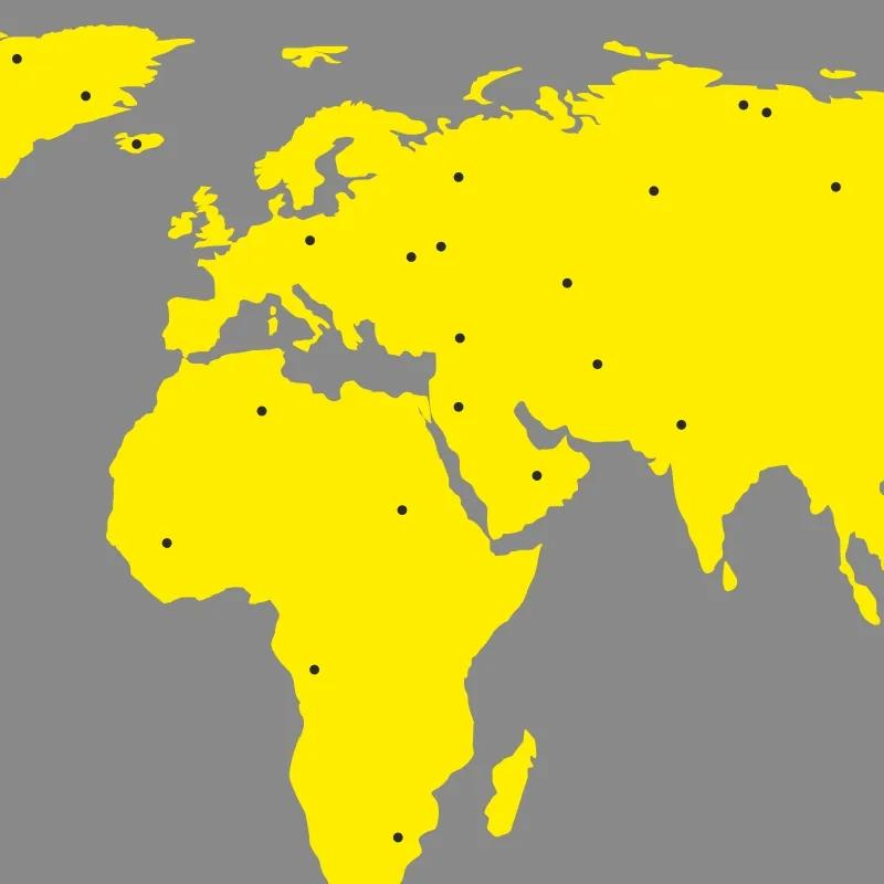 WALLVINIL Samolepky na zeď - Puntíky na Mapu světa Barva: Černá, Velikost samolepky: Průměr 10mm