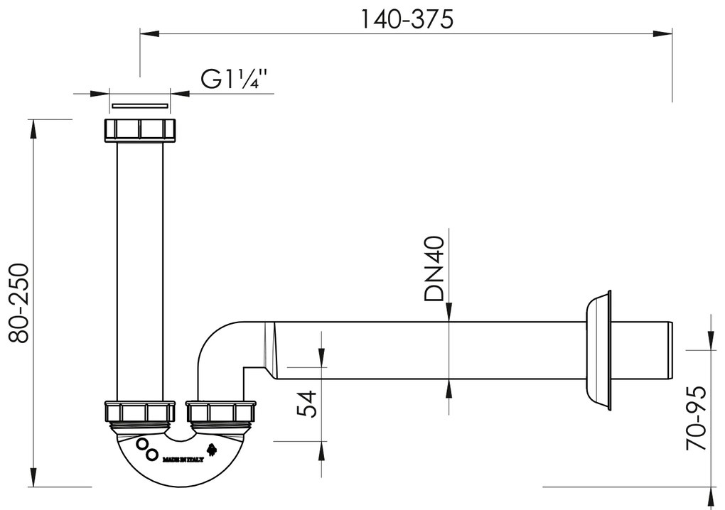 Bruckner umyvadlový sifon 5/4 nízký DN40 151.125.0 bílá Koupelny Bernold